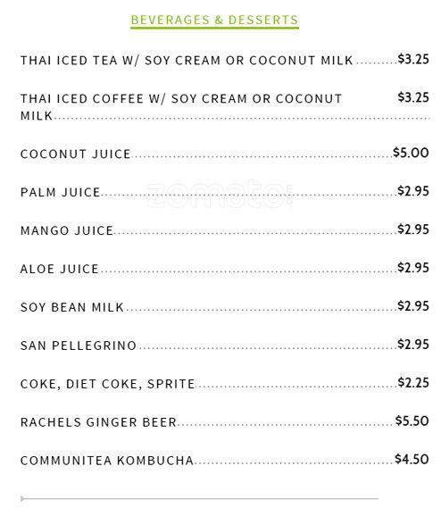 Menu at Araya's Place Vegan Thai restaurant, Seattle, University Way NE