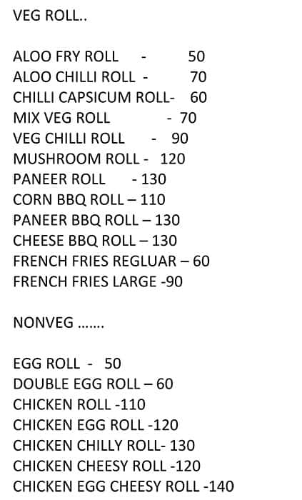 Menu of Bongs Roll House, Hinjawadi, Pune