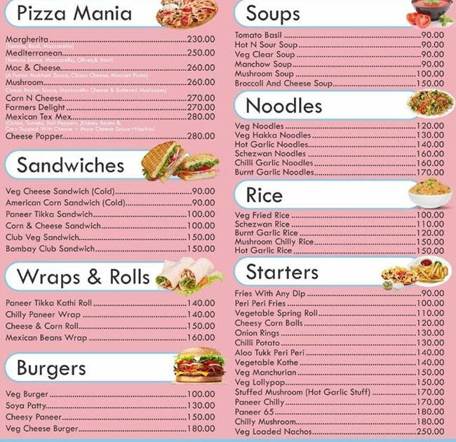 Menu of Bakesmiths Bakers And Roaster, Hoshangabad Road, Bhopal
