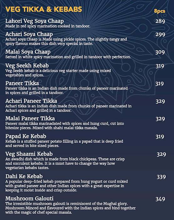 Menu of The Nawaabs, Tajganj, Agra