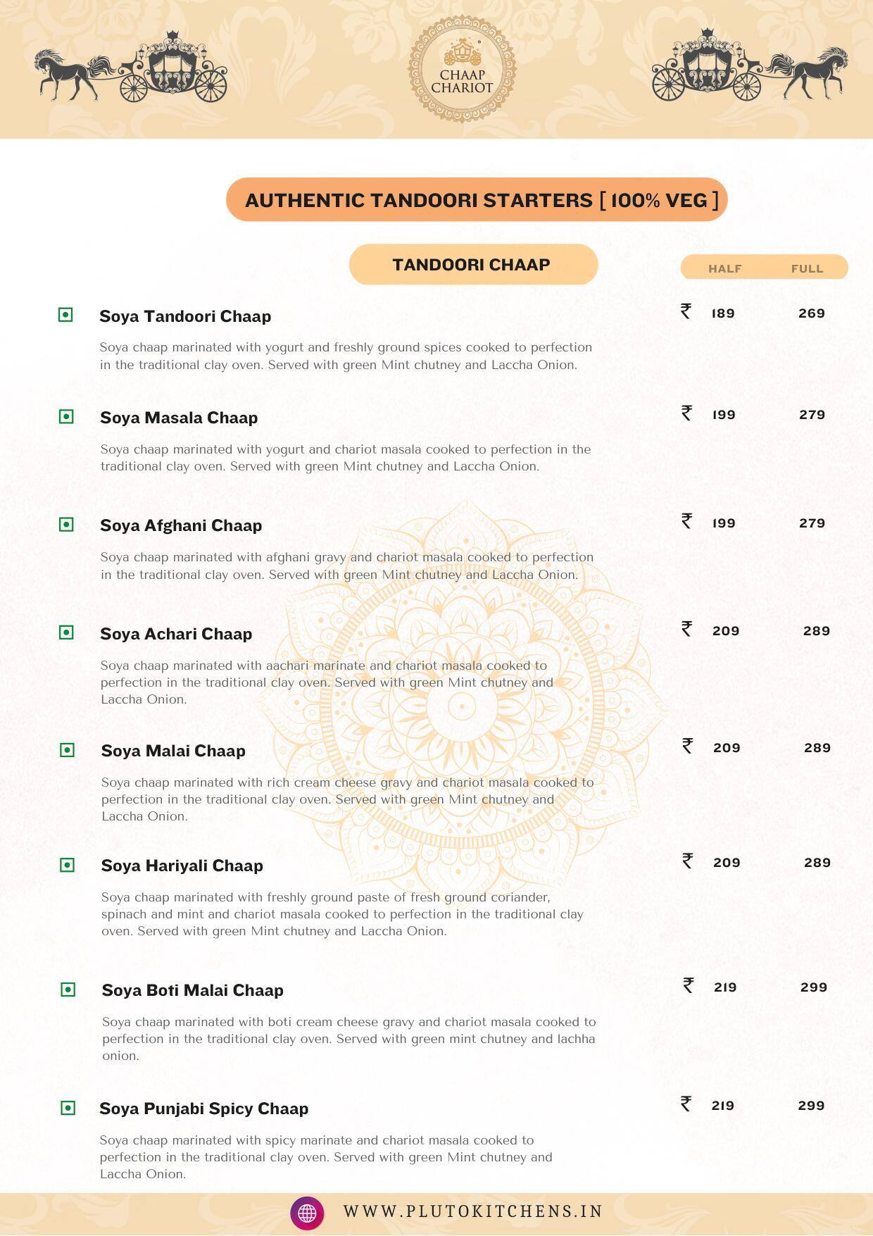 Menu of Chaap Chariot - Pure Veg, Raj Nagar, Ghaziabad