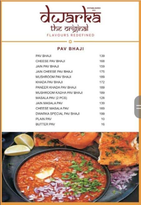 Menu of Dwarka Pure Veg, Nerul, Navi Mumbai