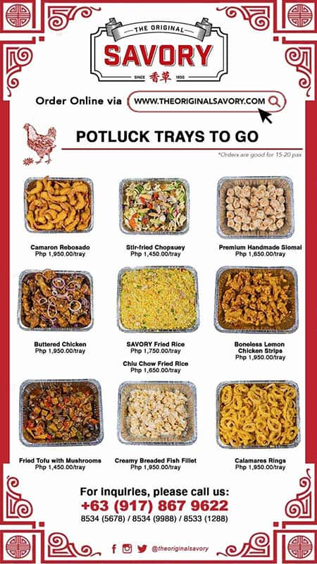 Menu at The Original Savory restaurant, Quezon City, 347 Del Monte Ave