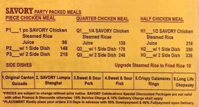 Menu at Savory restaurant, Pasig, 6F Rockwell Business Center Tower 1