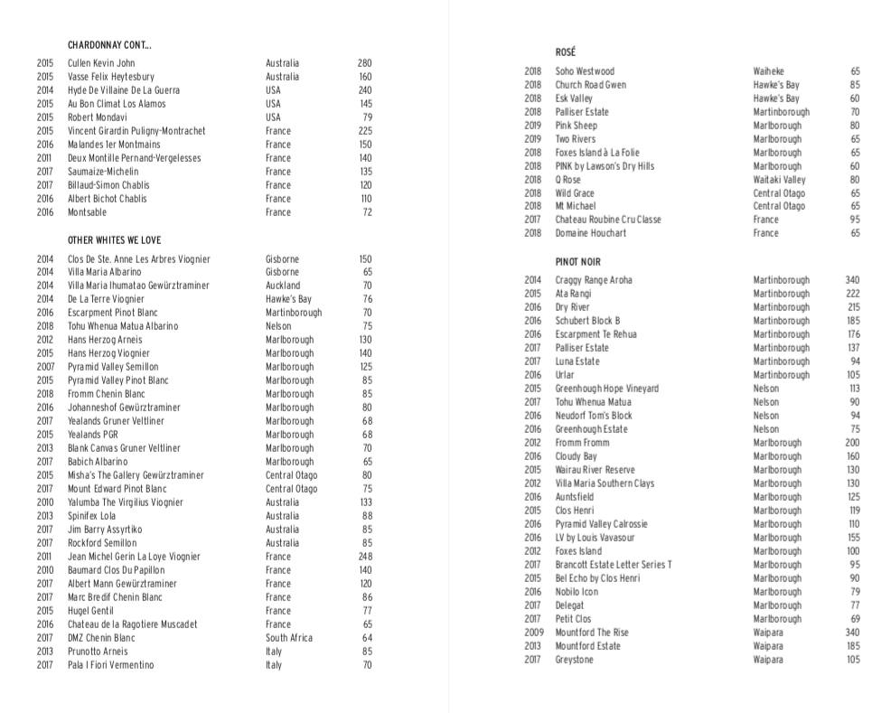 Menu at Harbourside Ocean Bar Grill, Auckland