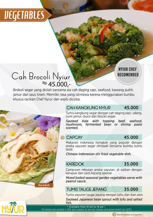 Menu at Nyiur Resto restaurant, North Jakarta, 10