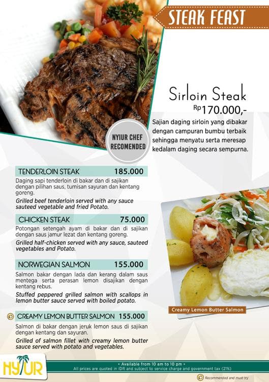 Menu at Nyiur Resto restaurant, North Jakarta, 10