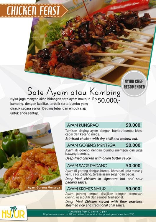 Menu at Nyiur Resto restaurant, North Jakarta, 10