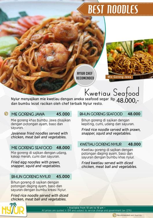 Menu at Nyiur Resto restaurant, North Jakarta, 10