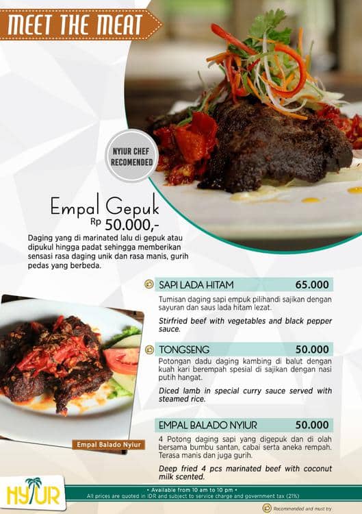 Menu at Nyiur Resto restaurant, North Jakarta, 10