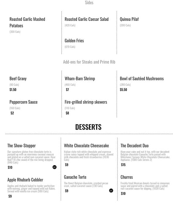 Menu at Milestones pub & bar, Richmond Hill, 30 High Tech Rd