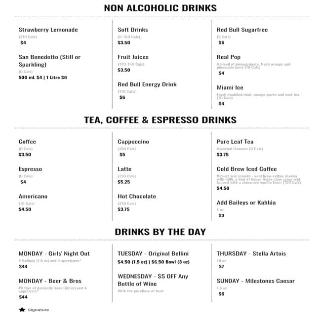 Menu at Milestones pub & bar, Richmond Hill, 30 High Tech Rd