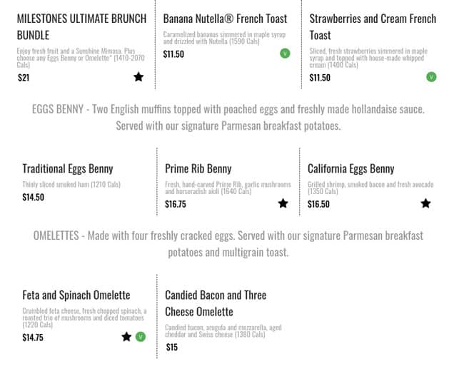 Menu at Milestones pub & bar, Richmond Hill, 30 High Tech Rd