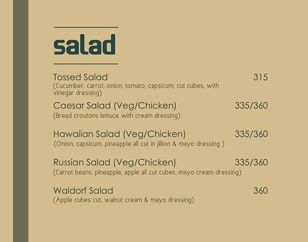 Menu of Green Park, Baner, Pune