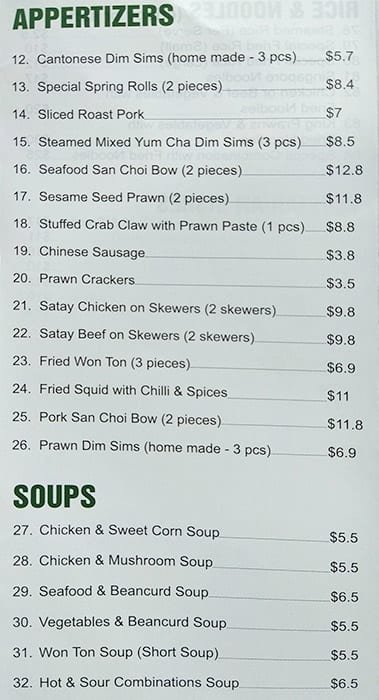 Menu at Shark Fin Chinese Restaurant, Keysborough