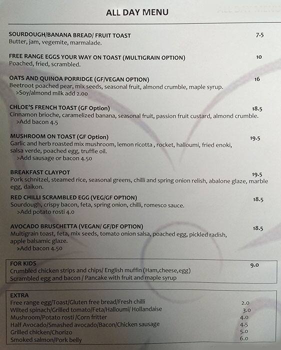 Menu at Little Chloe Café & Roaster restaurant, Malvern East