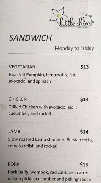 Menu at Little Chloe Café & Roaster restaurant, Malvern East