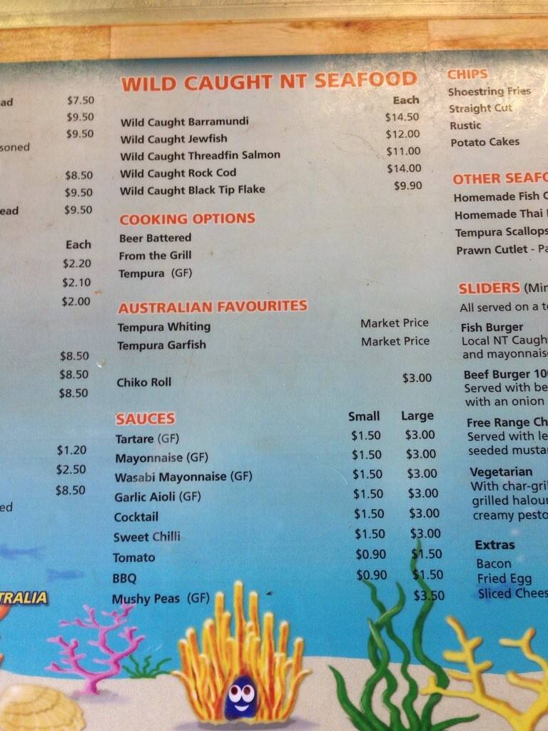 Menu at Frying Nemo Fish and Chips restaurant, Stuart Park