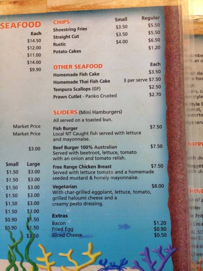 Menu at Frying Nemo Fish and Chips restaurant, Stuart Park