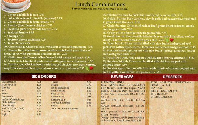 Menu at Tequilas Family restaurant, Evergreen