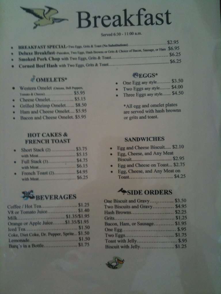 Menu at Rusty Pelican cafe, Long Beach