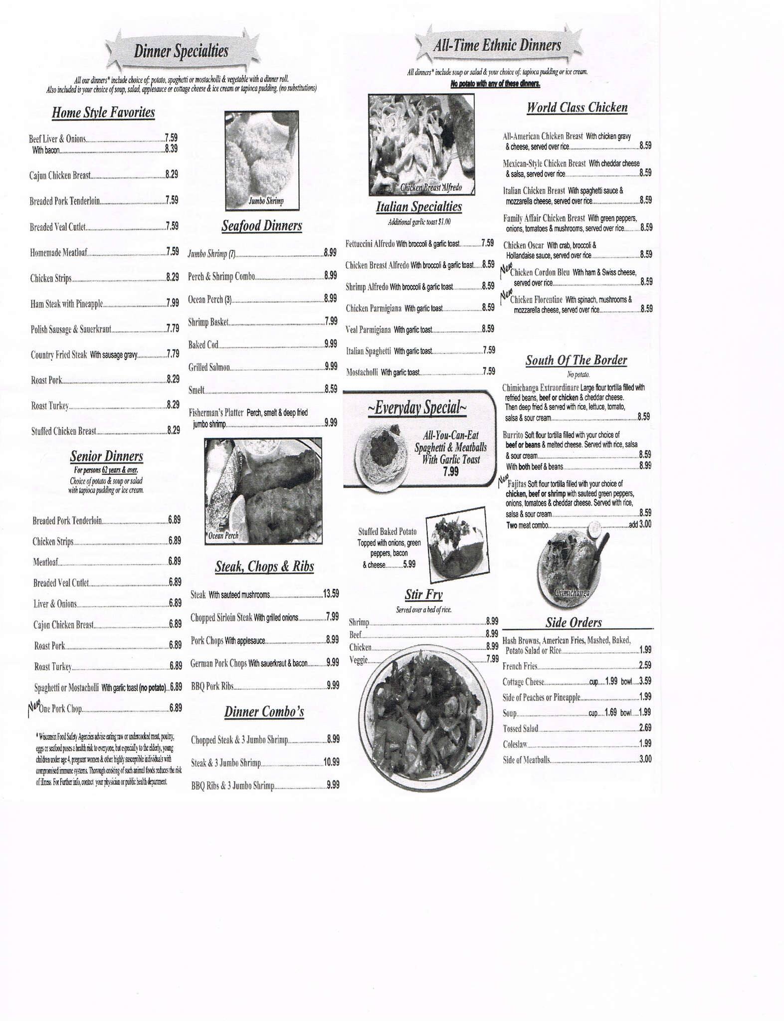 Menu at Family Affair restaurant, Friendship