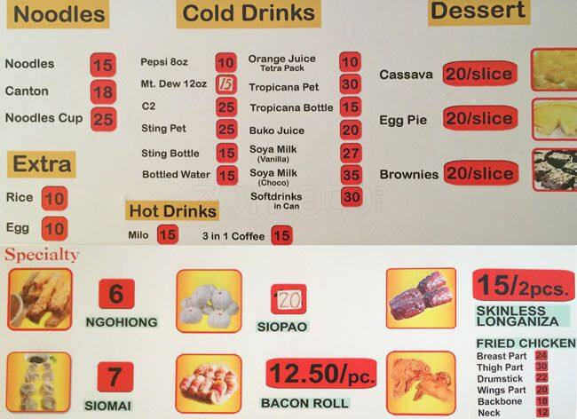 Menu at Ngohiong Express Dimsum restaurant, Mandaue City