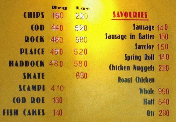 Menu at Deep Sea Fish Bar, Kenley