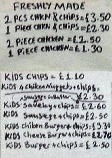 Menu at Deep Sea Fish Bar, Kenley