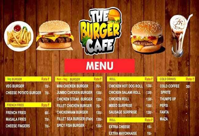Menu of The Burger Cafe, Sinhgad Road, Pune