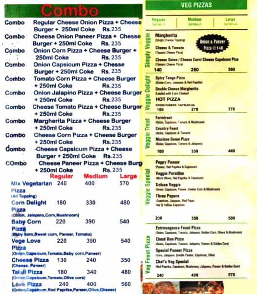 Menu of US Pizza, Sector 72, Noida
