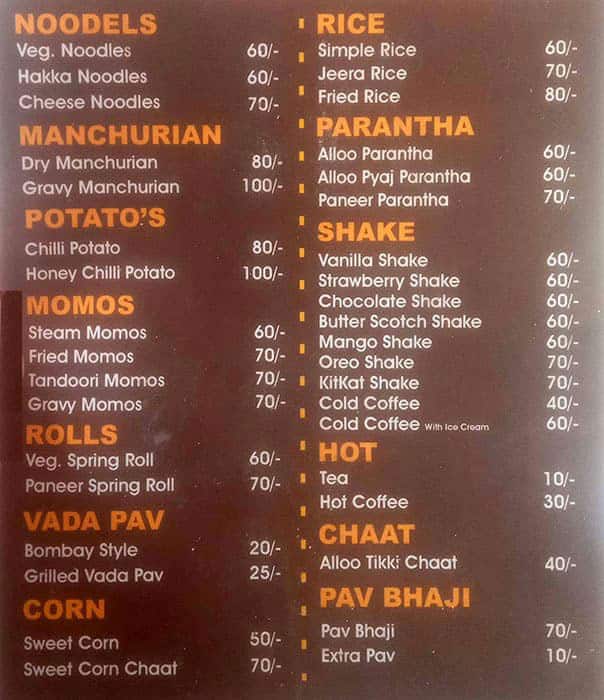 Menu of Food Guru, Mansarovar, Jaipur