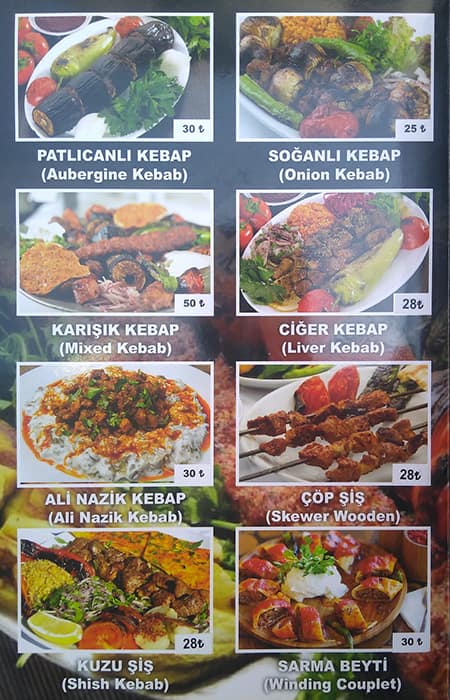 Menu at amed kebap salonu, Istanbul