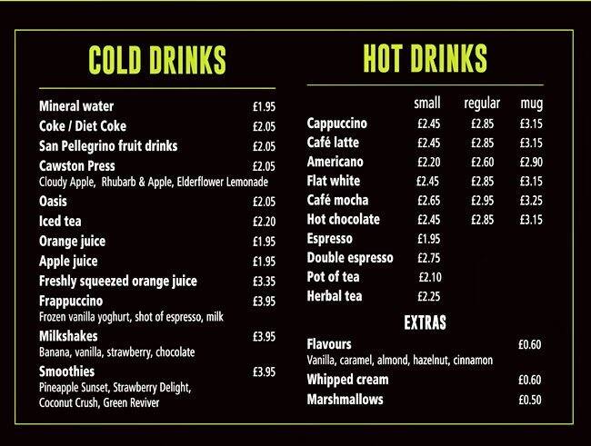 Menu at Cafe Drumdino, Bromley