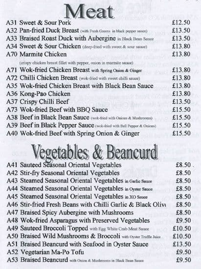Menu at Goldfish restaurant, London, 16 Hampstead High Street