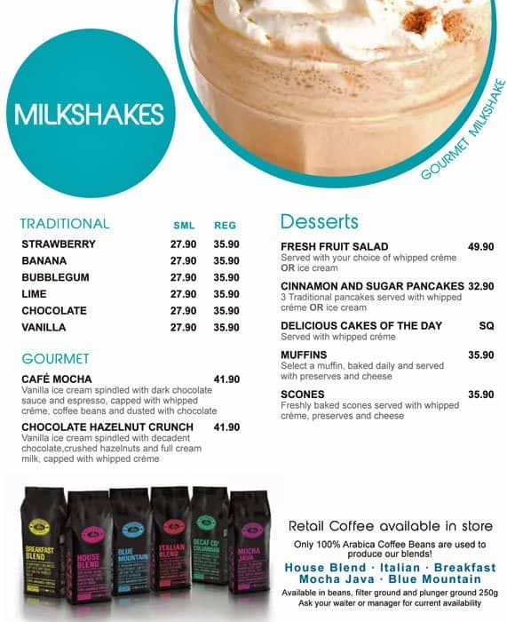 Menu at Dulce Cafe Wilgeheuwel, Roodepoort, 01 Amplifier St