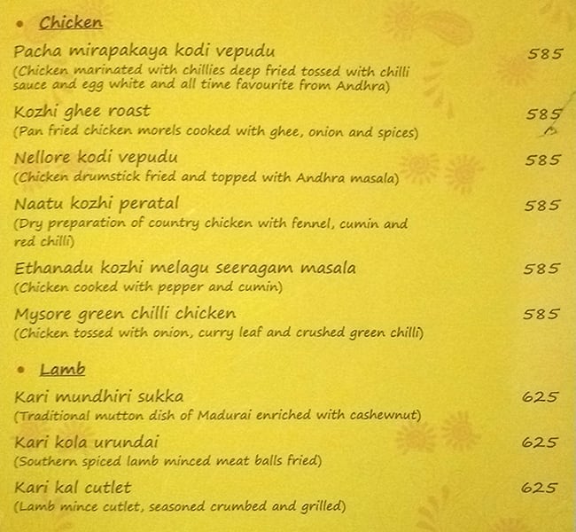 Menu at Malgudi - The Savera, Chennai, 146