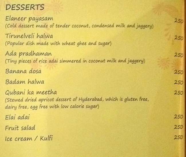 Menu at Malgudi - The Savera, Chennai, 146