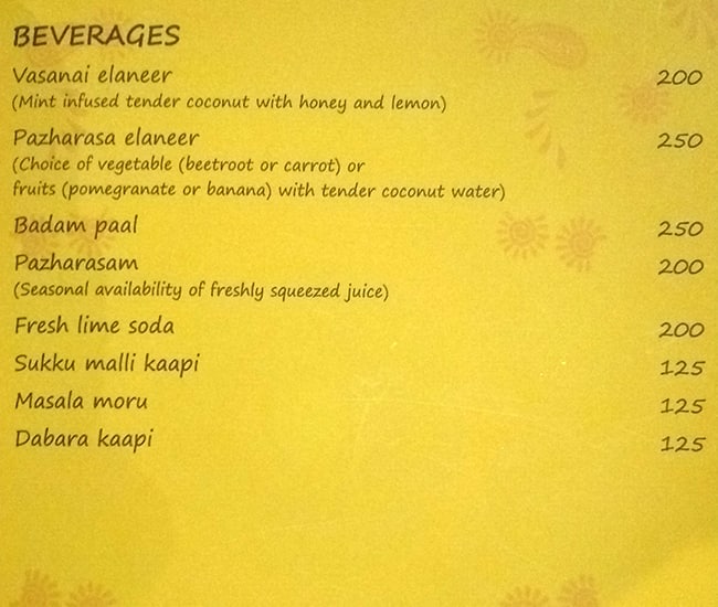 Menu at Malgudi - The Savera, Chennai, 146