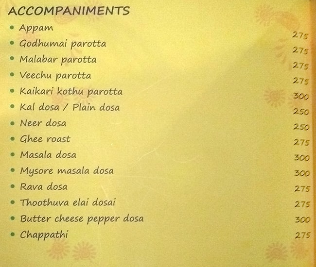 Menu at Malgudi - The Savera, Chennai, 146