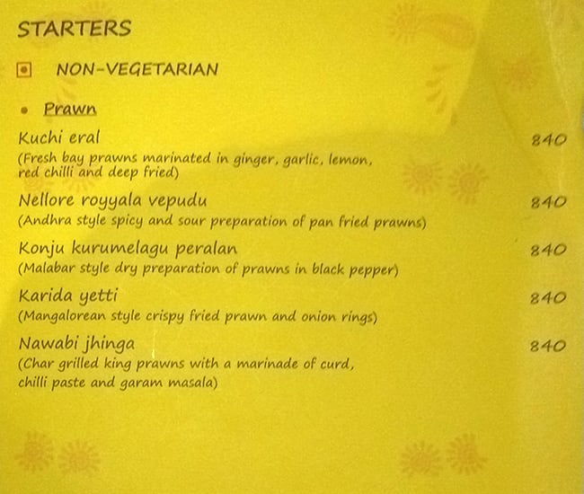 Menu at Malgudi - The Savera, Chennai, 146