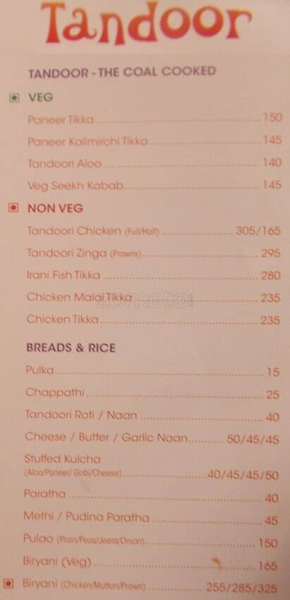 Menu at Green Meadows Resort, Chennai