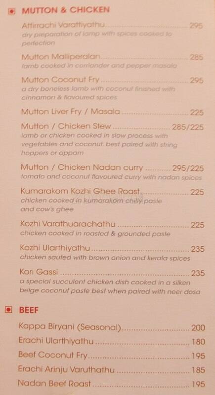 Menu at Green Meadows Resort, Chennai