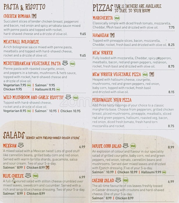 Carta del restaurante Premier Inn Birmingham City - Aston hotel, Birmingham