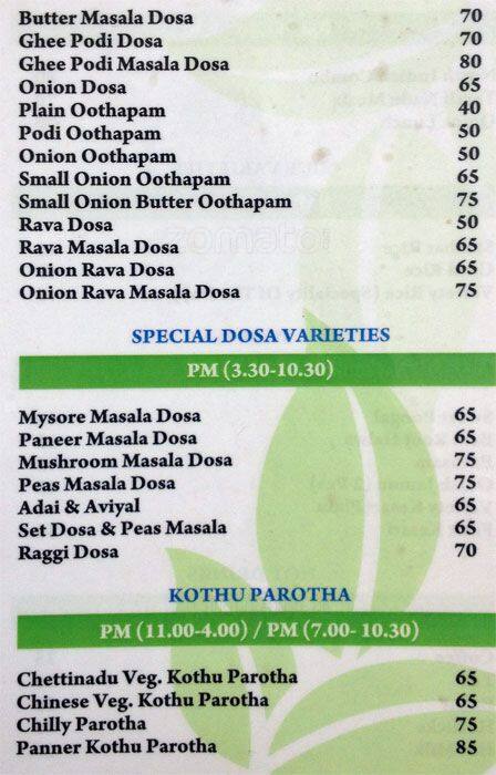 Menu at Prasan Sandeepha, Chennai, The Grand Mall