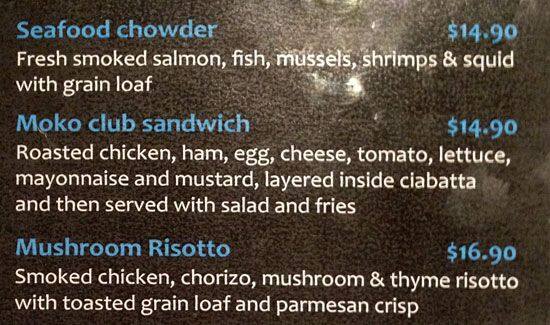 Menu at Moko Sublime Espresso cafe, Christchurch, Bush Inn Centre