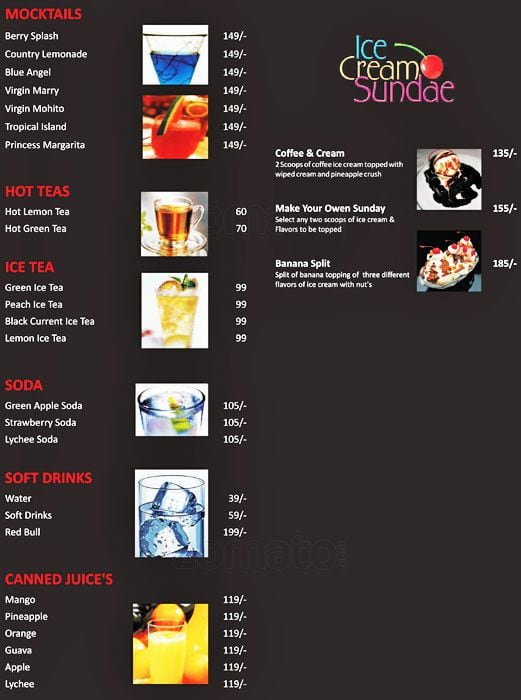Menu at Vapour Cafe Lounge, Hyderabad