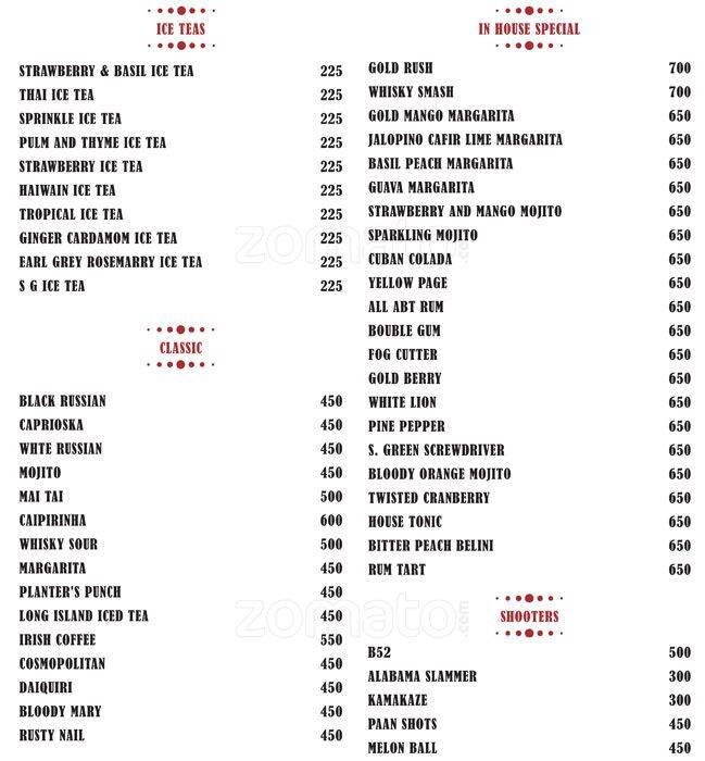 Menu at The Malts, Mumbai