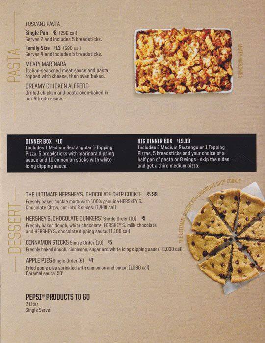 Menu at Pizza Hut pizzeria, New York City, 59-01 Roosevelt Ave