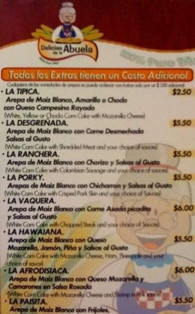 Menu at Delicias De La Abuela restaurant, Margate Menu at Delicias De La Abuela restaurant, Margate